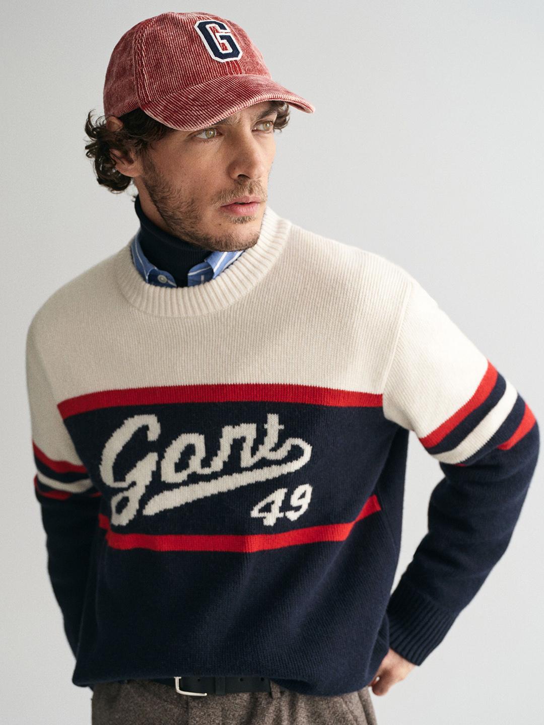 Buy GANT Men Colorblocked Round Neck Pullover Style Sweater - Sweaters ...