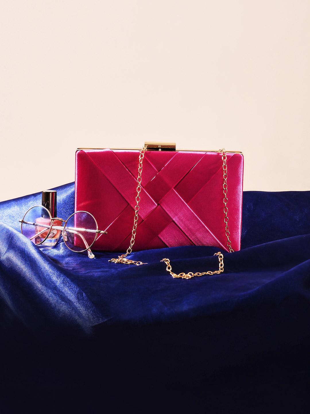 Buy Globus Women Pink Ribbon Design Rectangular Party Clutch With ...