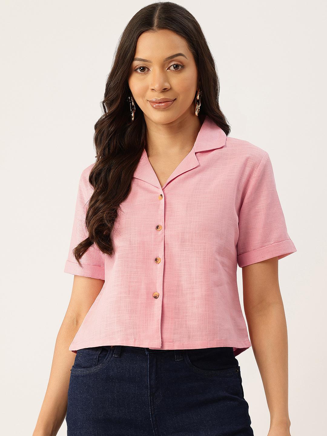 Buy LABEL REGALIA Women Cropped Casual Shirt - Shirts for Women ...