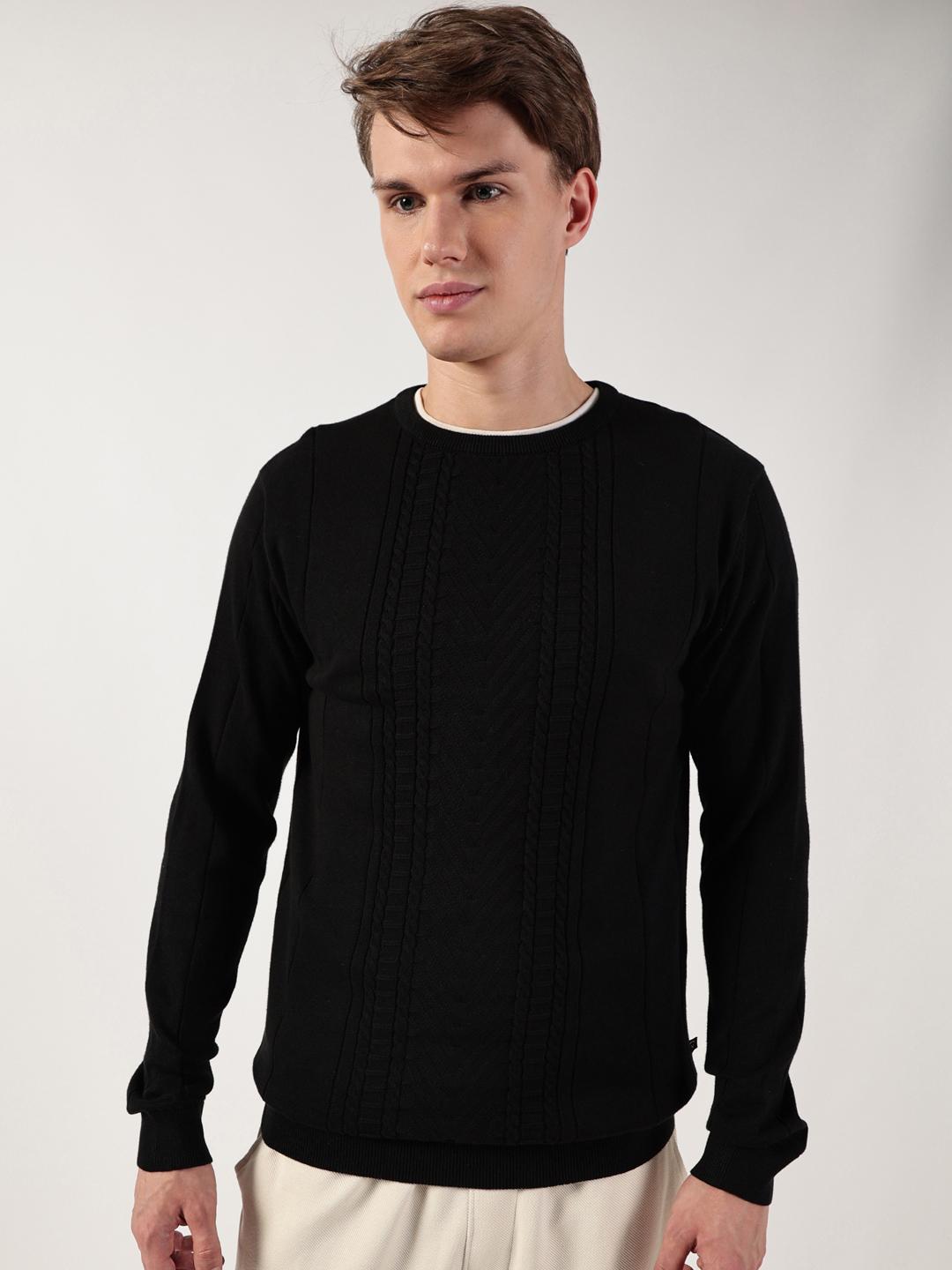 Buy Thomas Scott Men Cable Knit Round Neck Cotton Pullover Ribbed ...