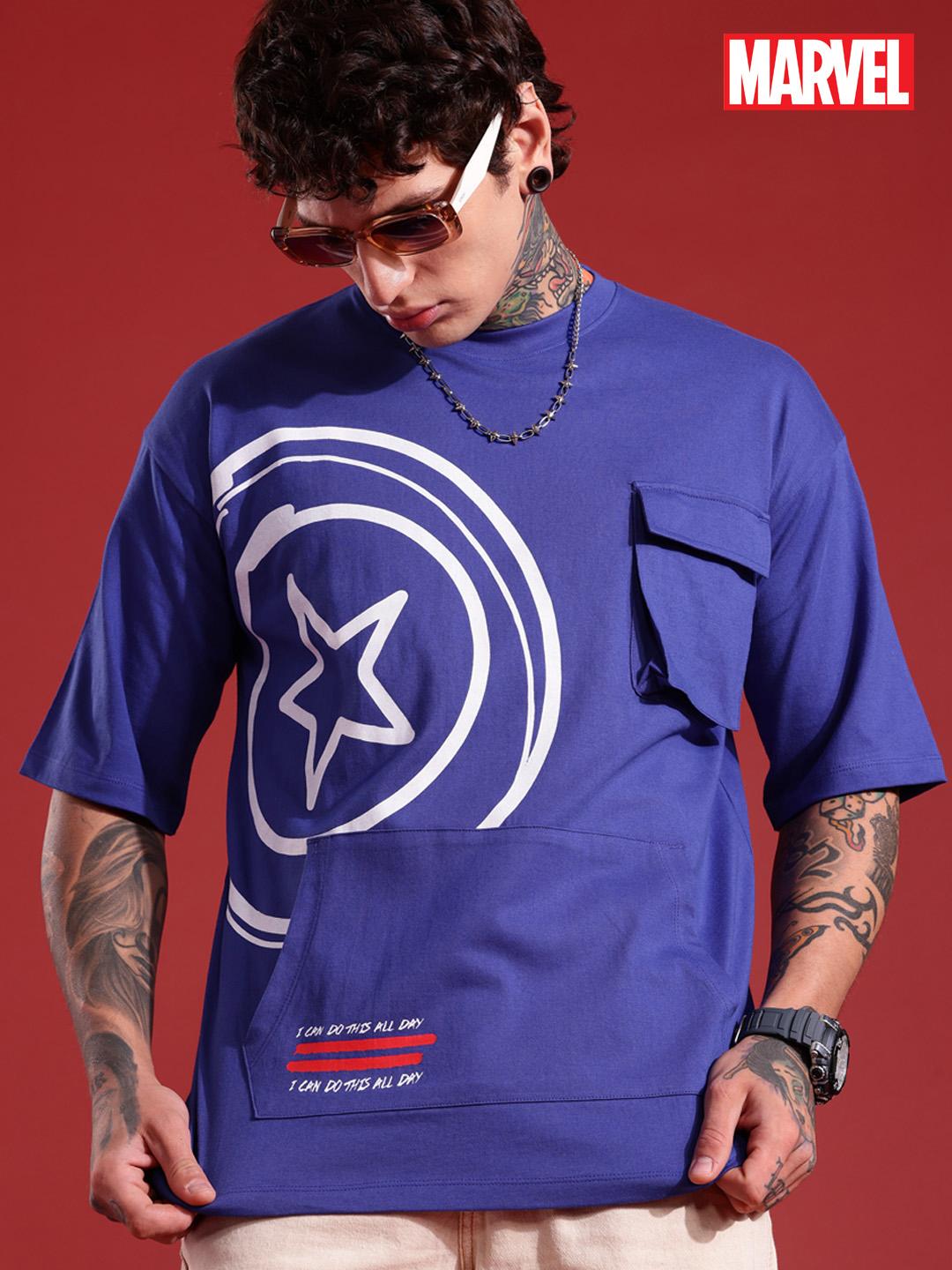 Buy MARVEL STREET Superhero Print Oversized T Shirt - Tshirts for Men ...