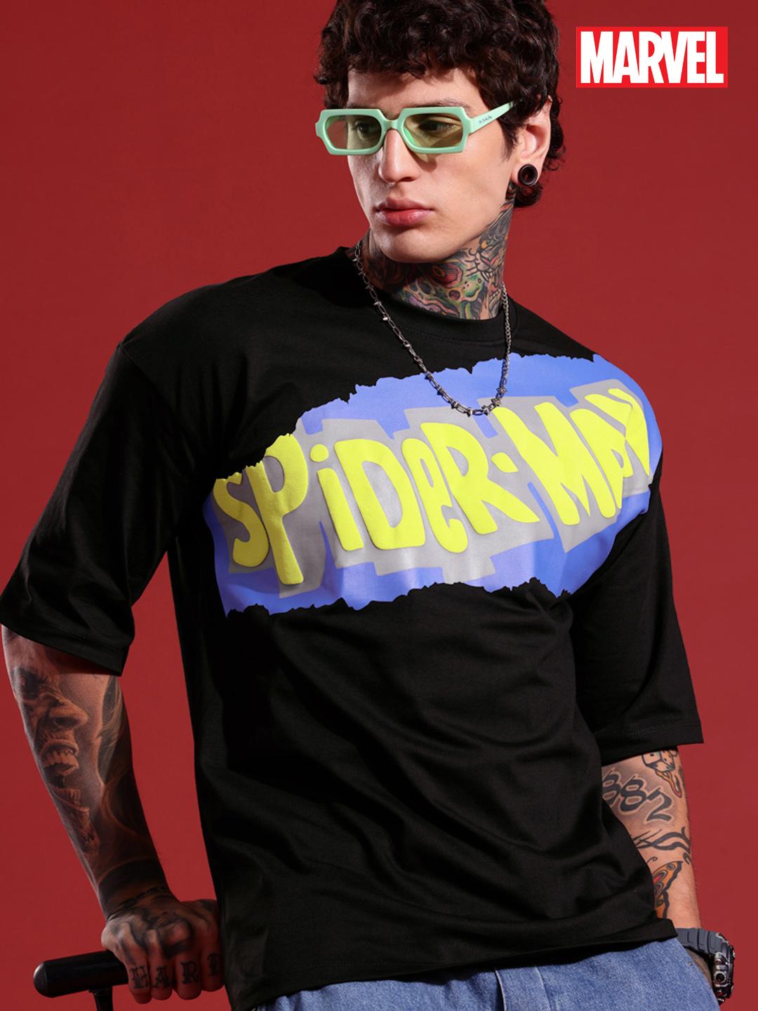 Buy MARVEL STREET Spider Man Printed Drop Shoulder Sleeves Pure Cotton ...