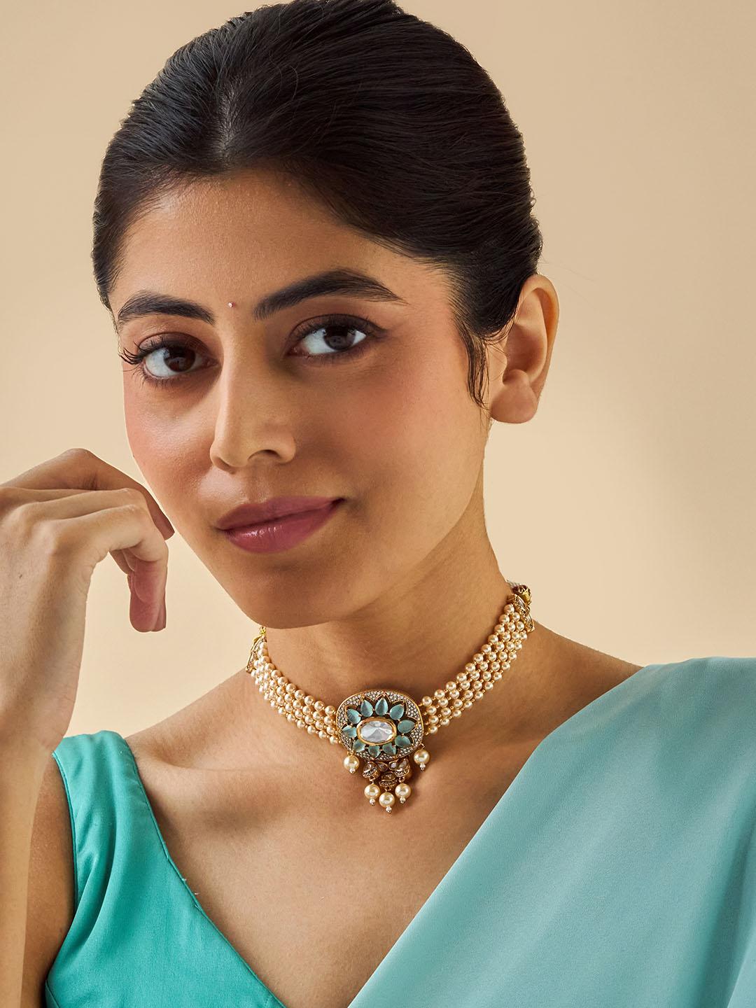 Buy Kushal's Fashion Jewellery Embellished Bridal Kundan Stone & Beaded ...