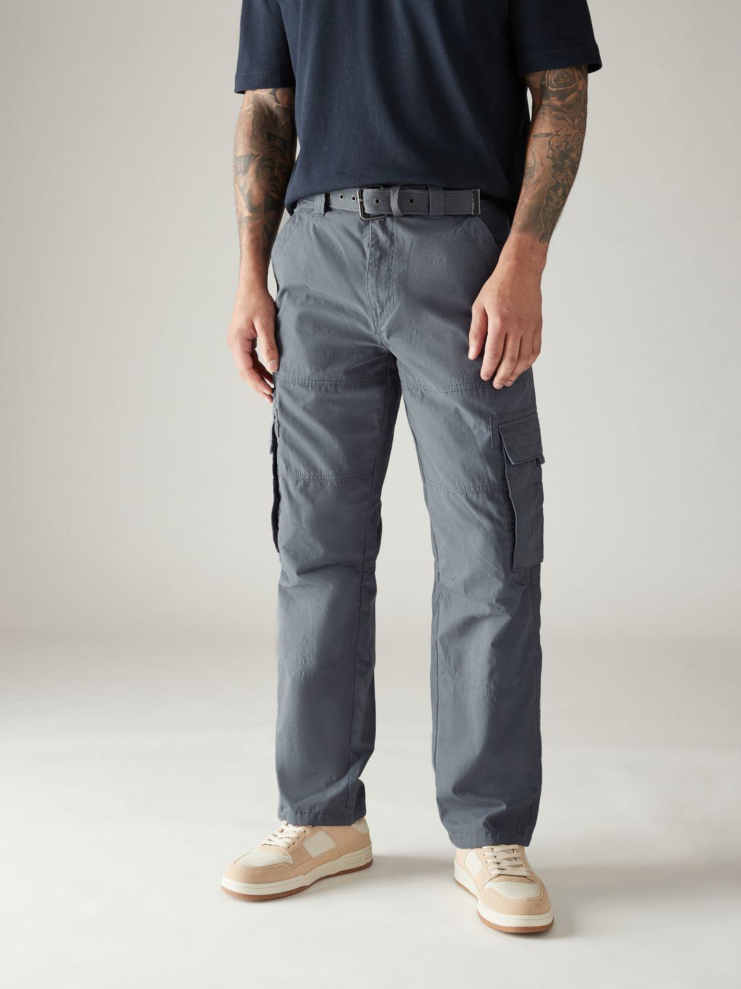 Buy NEXT Men Relaxed Fit Cargos Trousers With Belt - Trousers for Men ...