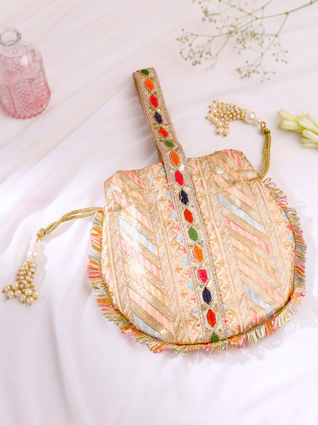 Buy Yellow Chimes Embroidered Potli Bag - Clutches for Women 31289559 ...