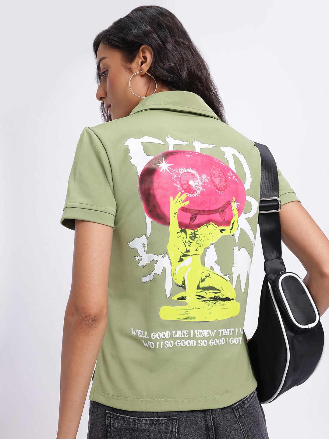 Buy Stylecast X Hersheinbox Typography & Graphic Printed Shirt Collar T ...