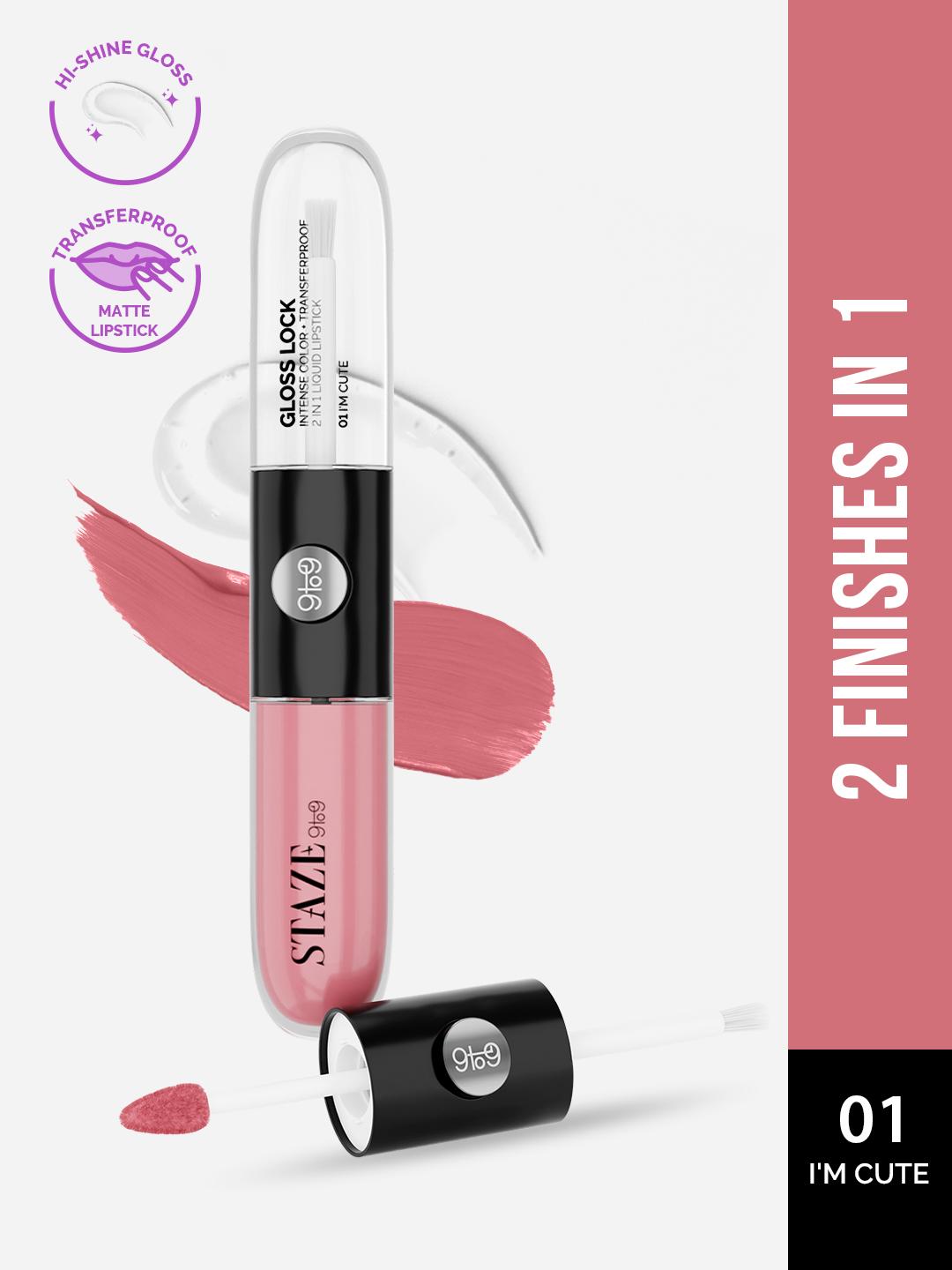 Buy STAZE 9to9 Gloss Lock 2 In 1 Liquid Lipstick 7 G I'm Cute 01 ...