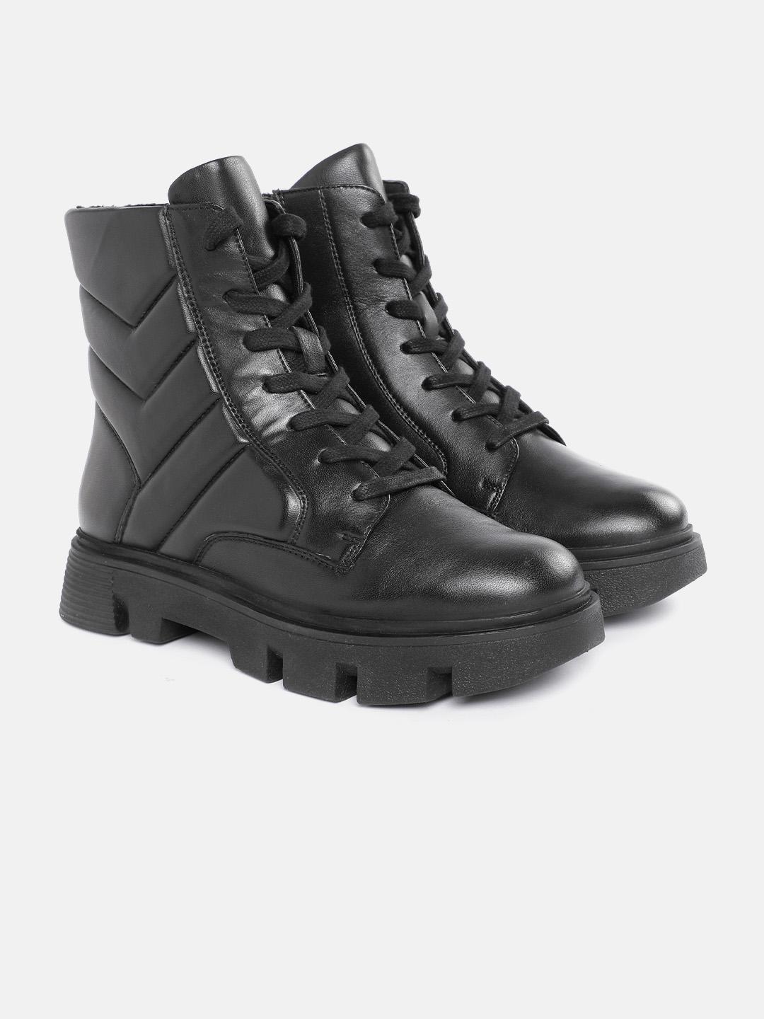 Buy Geox Women D Vilde G Leather Textured Mid Top Boots - Boots for ...