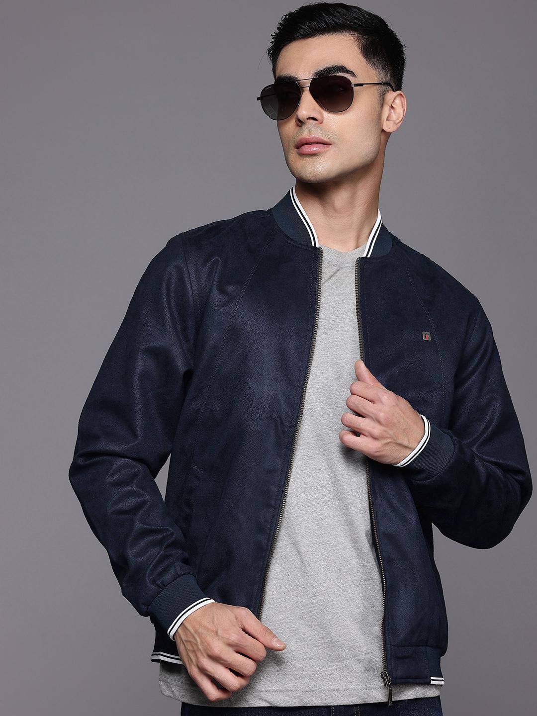 Buy Louis Philippe Jeans Suede Finish Bomber Jacket - Jackets for Men ...