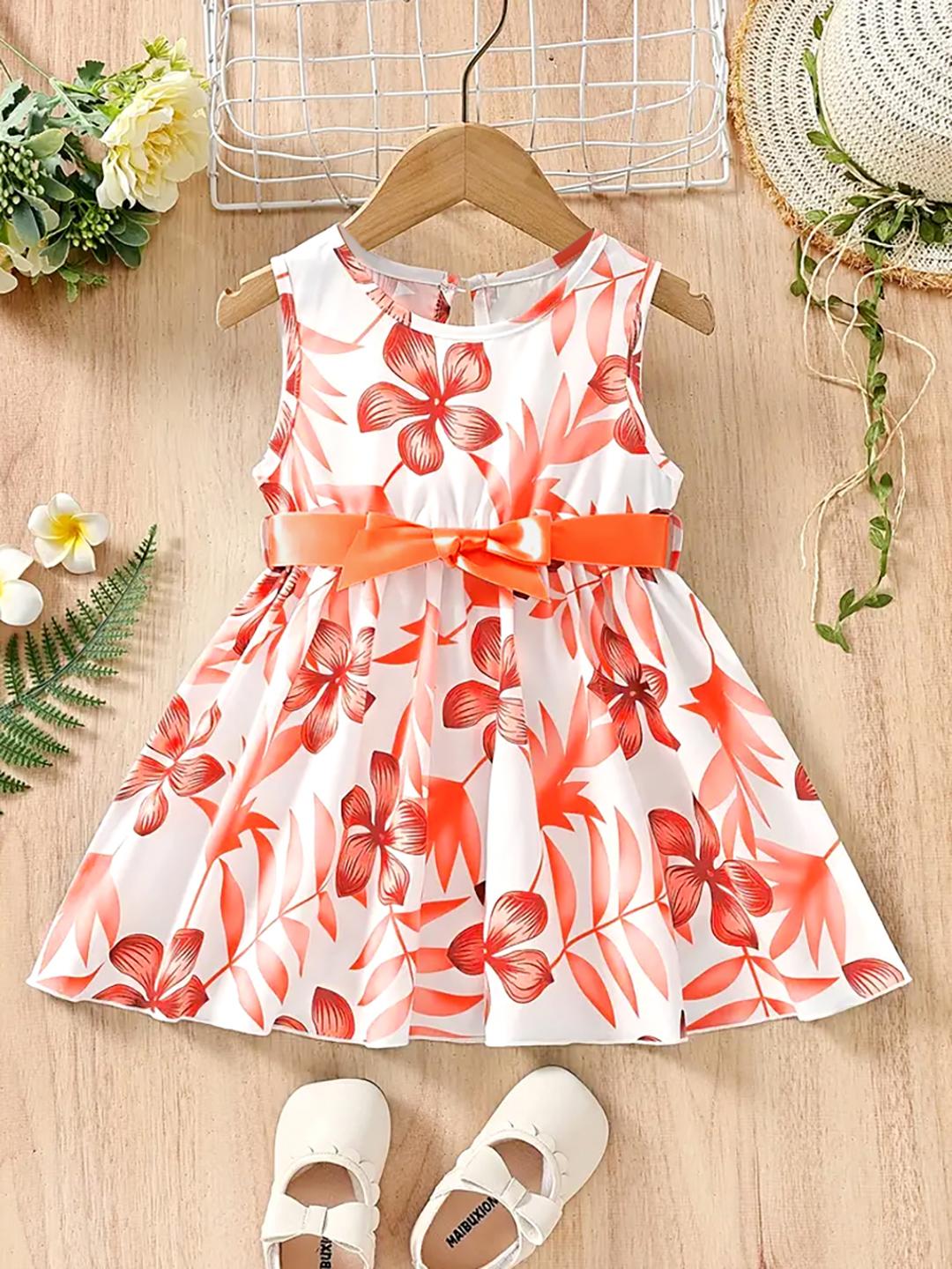 Buy OMPAX Girls Floral Printed Fit & Flare Dress - Dresses for Girls ...