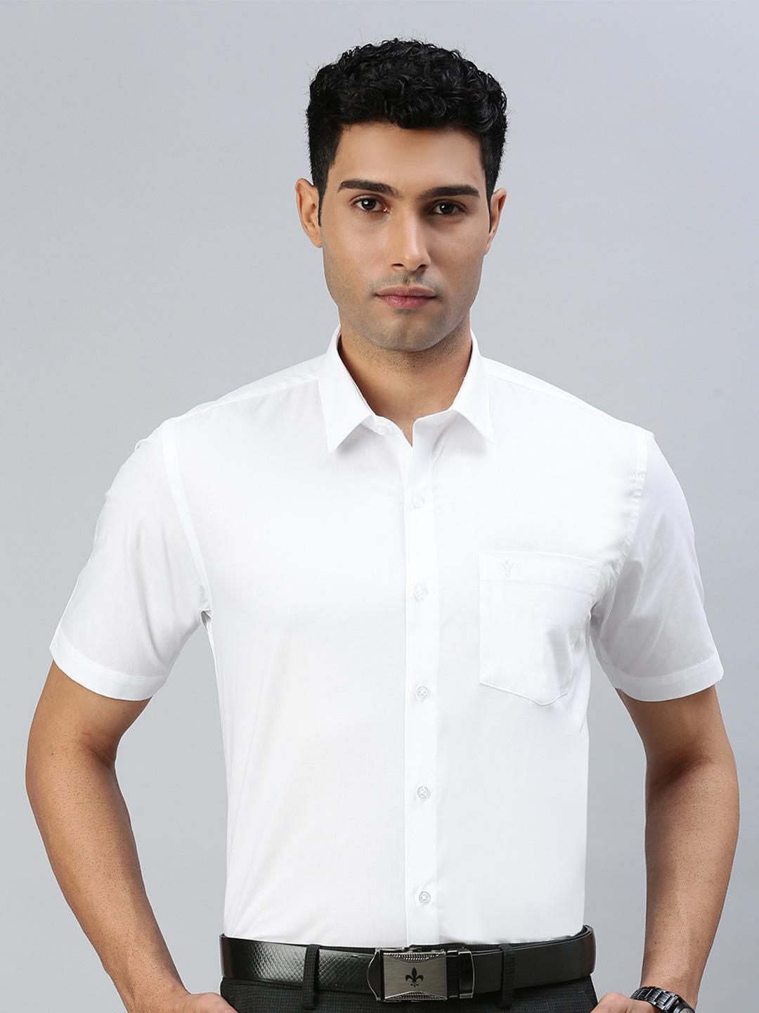 Buy Ramraj Men Classic Spread Collar Solid Cotton Formal Shirt - Shirts ...