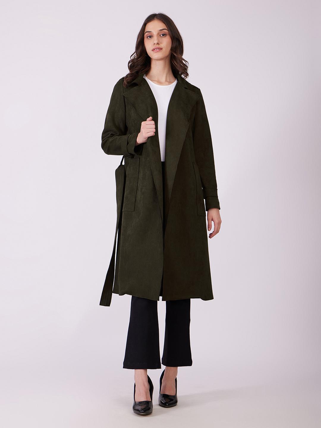 Buy FableStreet Women Lapel Collar Solid Formal Open Front Jacket ...