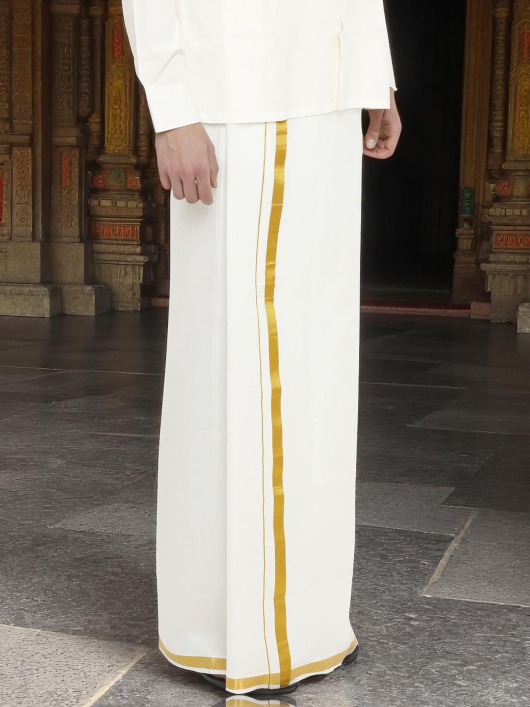 Buy White Heart Men Cotton Readymade Adjustable Velcro Pocket Dhoti ...