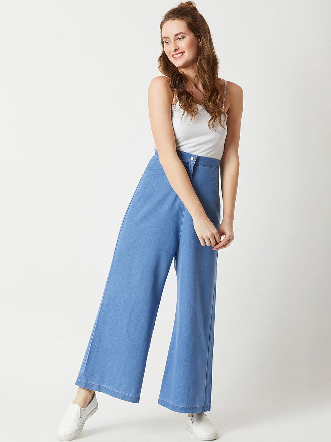 Buy Miss Chase Women Light Weight Denim Wide Leg High Rise Jeans ...