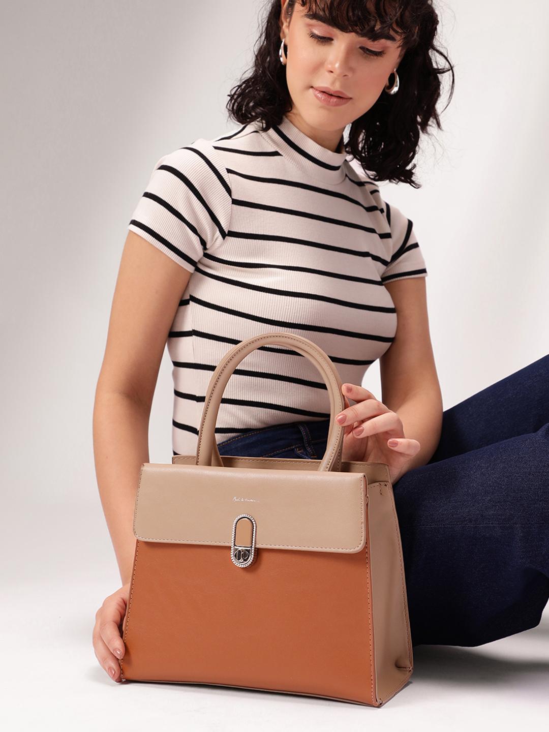 Buy Mast & Harbour Colourblocked Structured Handheld Bag - Handbags for ...