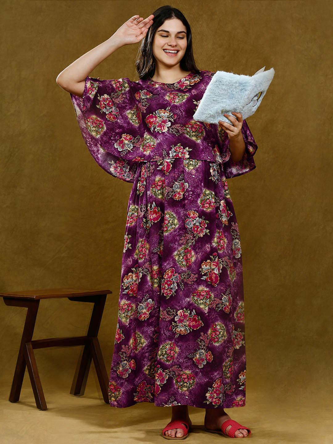 Buy DUMMY SHAPE Floral Printed Cape Sleeve Maternity Maxi Dress ...