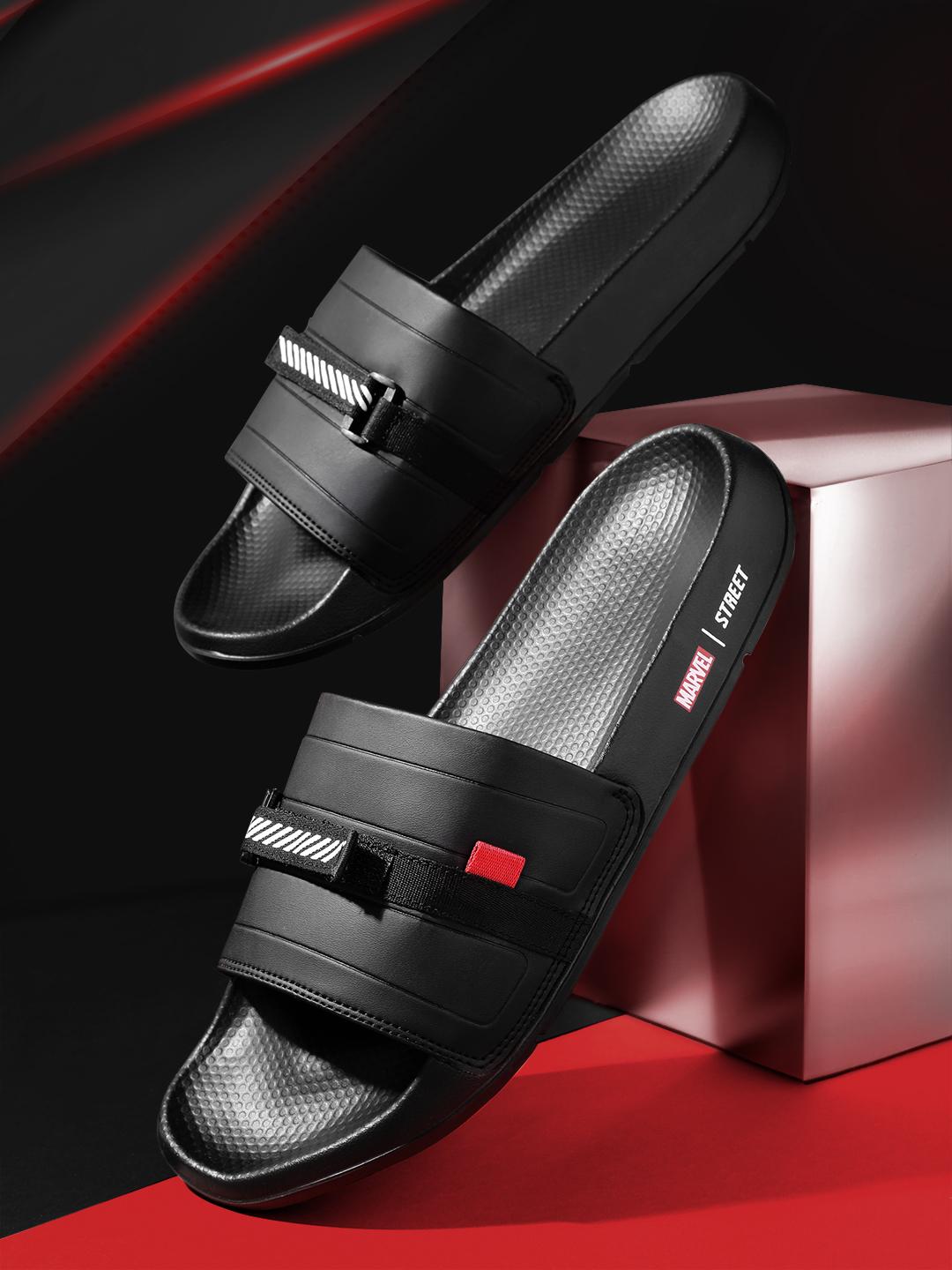 Buy MARVEL STREET Men Velcro Detailing Sliders - Flip Flops for Men ...