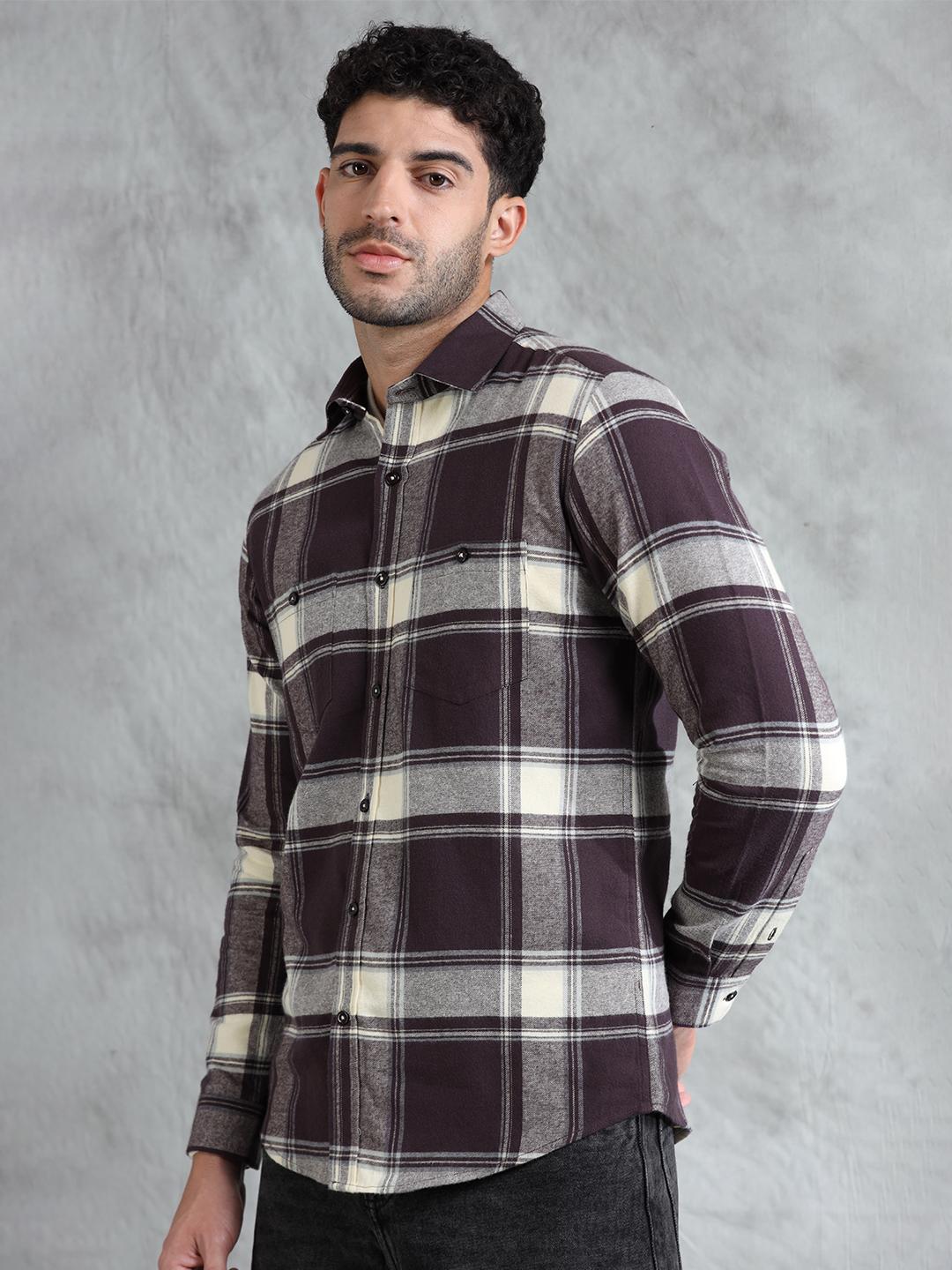 Buy THE FORMAL CLUB Men Premium Flannel Checks Casual Shirt - Shirts ...