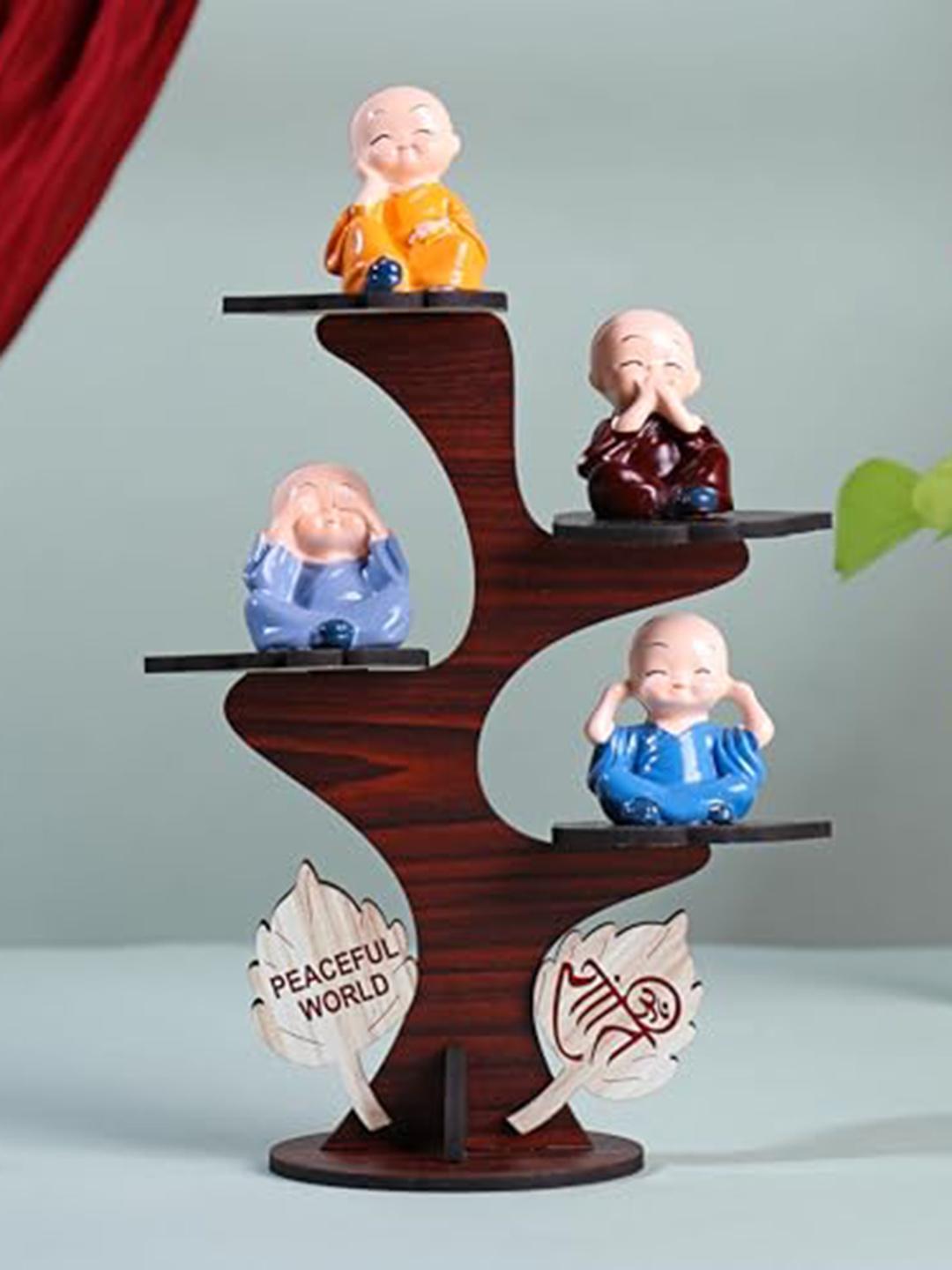 Buy Floweraura Adorable Buddha Monk Blue Wood Natural Living Room Set ...