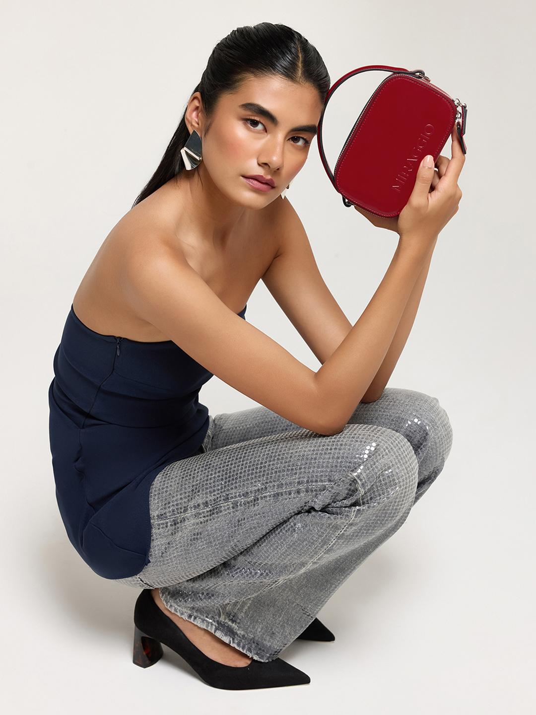 Buy MIRAGGIO Mabel Red Detachable Strap Crossbody Bag - Handbags for ...