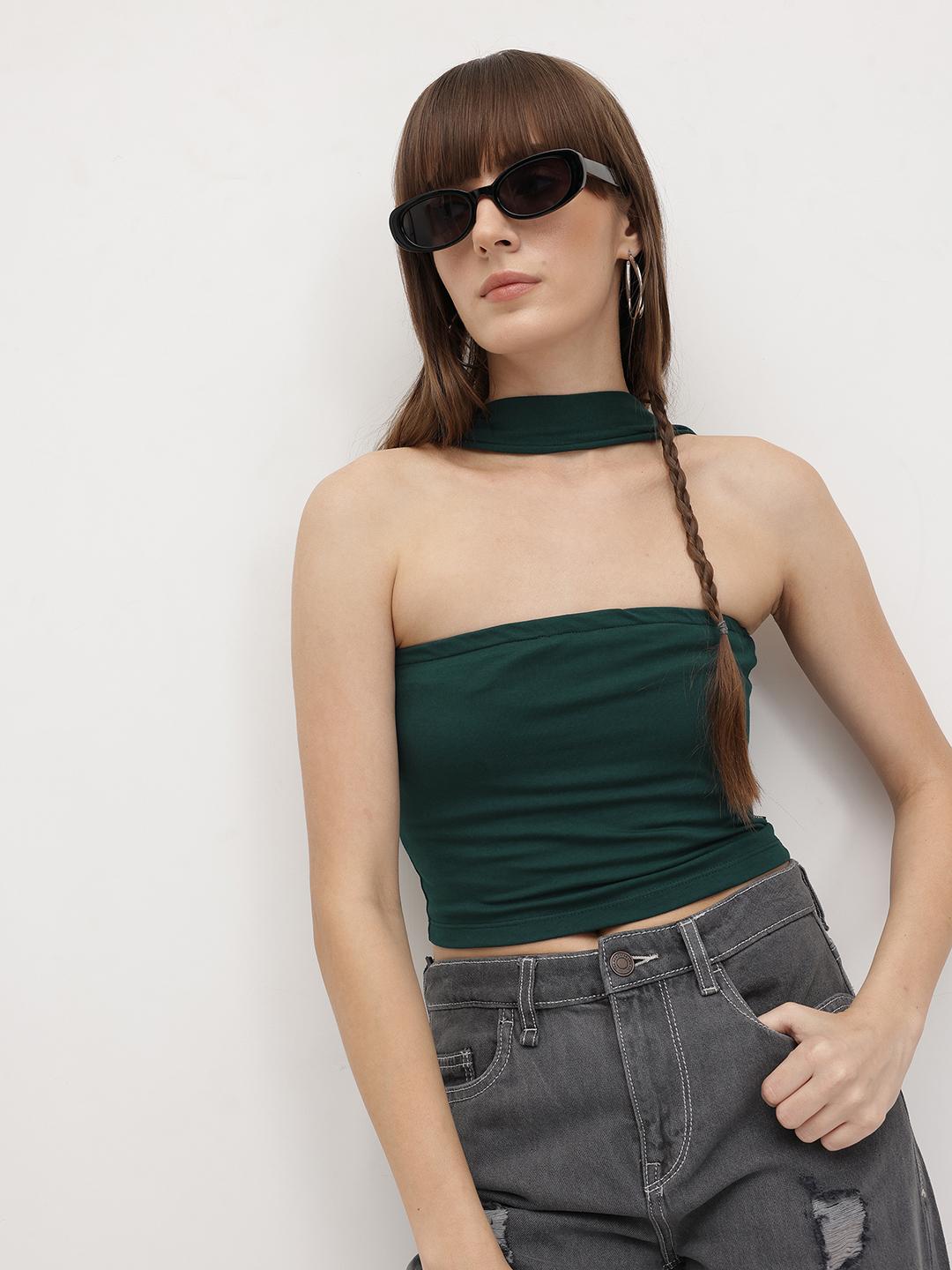 Buy The Roadster Life Co. Extended Scarf Neck Crop Fitted Top - Tops ...