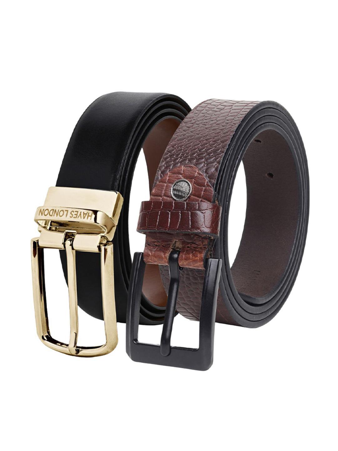 Buy Hayes London Men Formal Belts Combo Pack Of 2 Premium Genuine ...