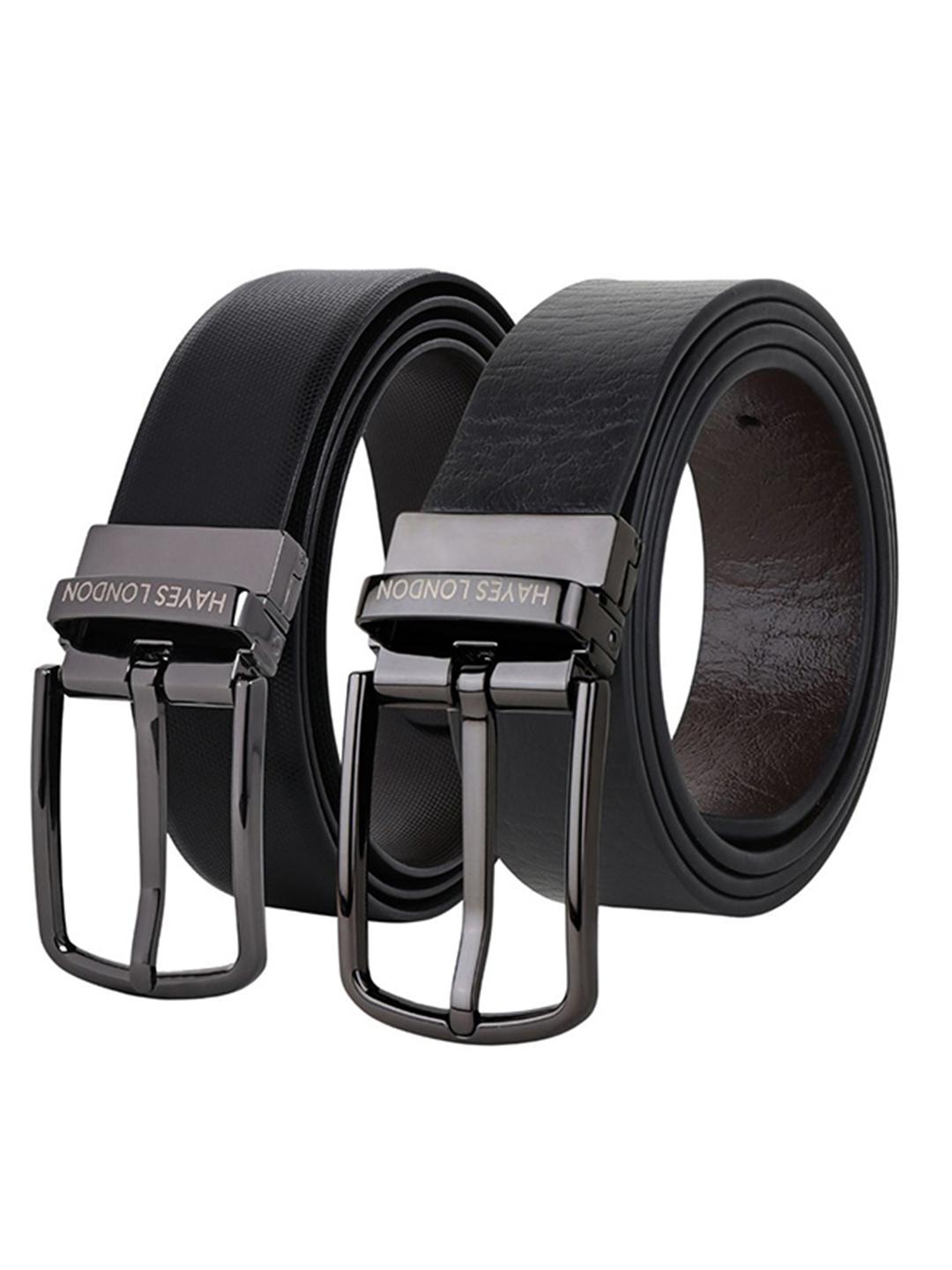 Buy Hayes London Men Leather Belts Combo Pack Of 2 Genuine Premium ...