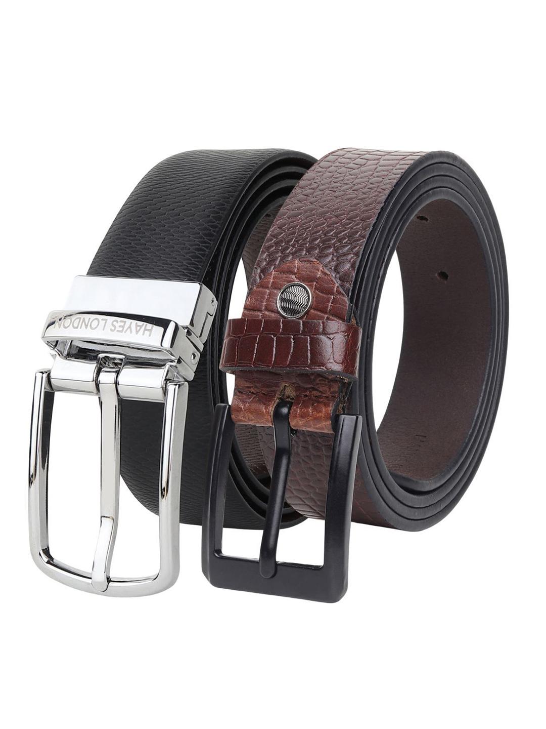 Buy Hayes London Men Formal Belts Combo Pack Of 2 Premium Genuine ...
