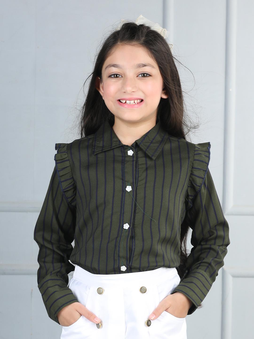 Buy Cutiekins Girls Striped Cuffed Sleeves Shirt Style Top Tops For Girls 31744670 Myntra