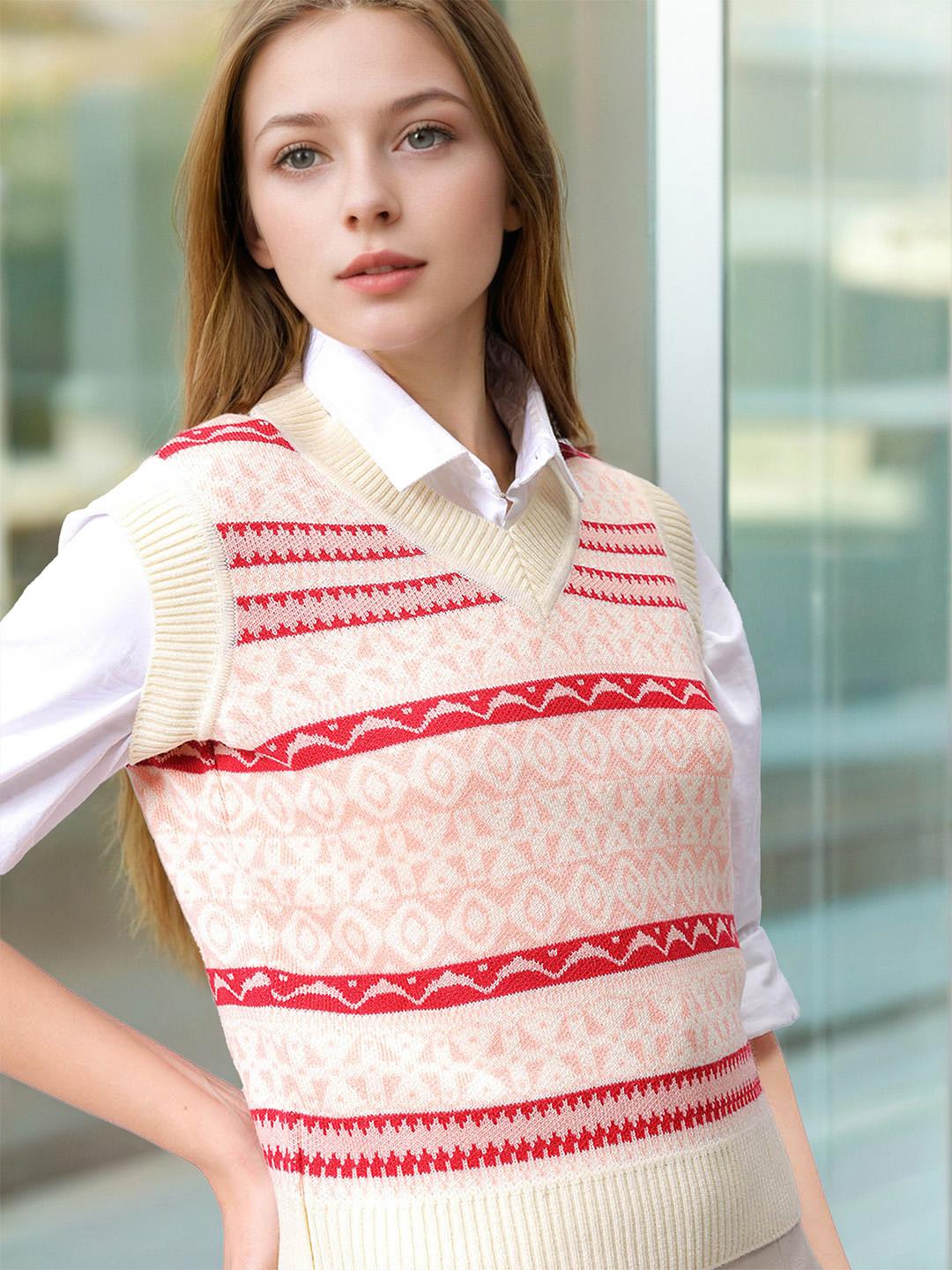 Buy Freehand By The Indian Garage Co Women Printed Sweater Vest ...