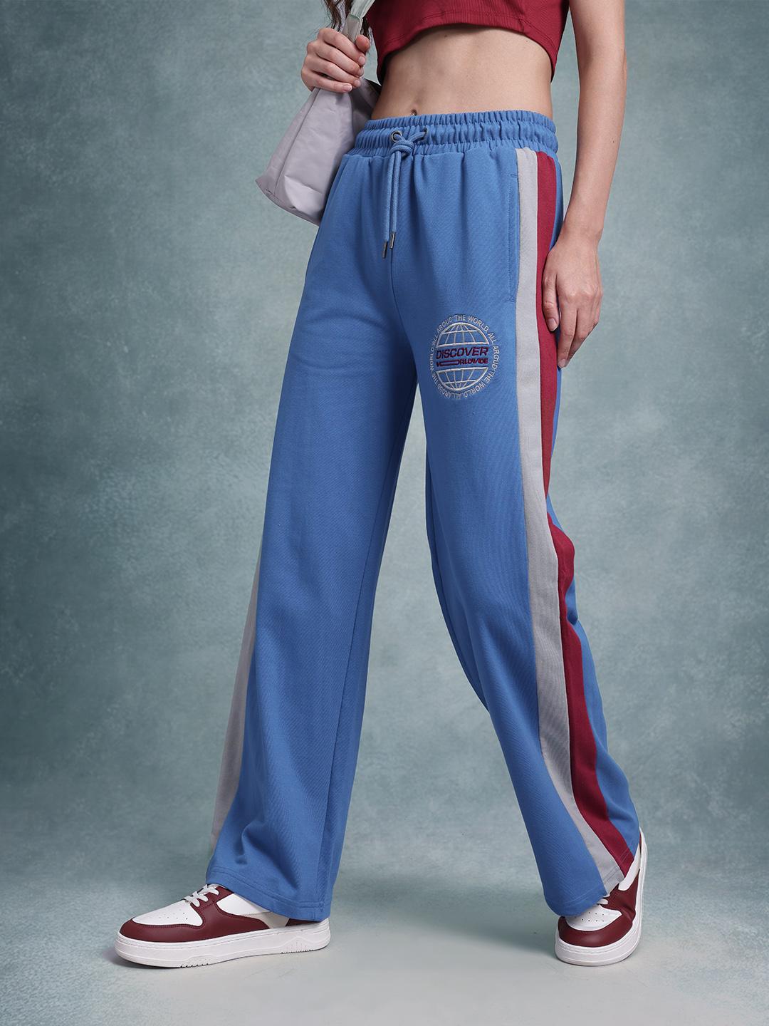 Buy The Roadster Life Co. Women Embroidered Mid Rise Wide Leg Track ...