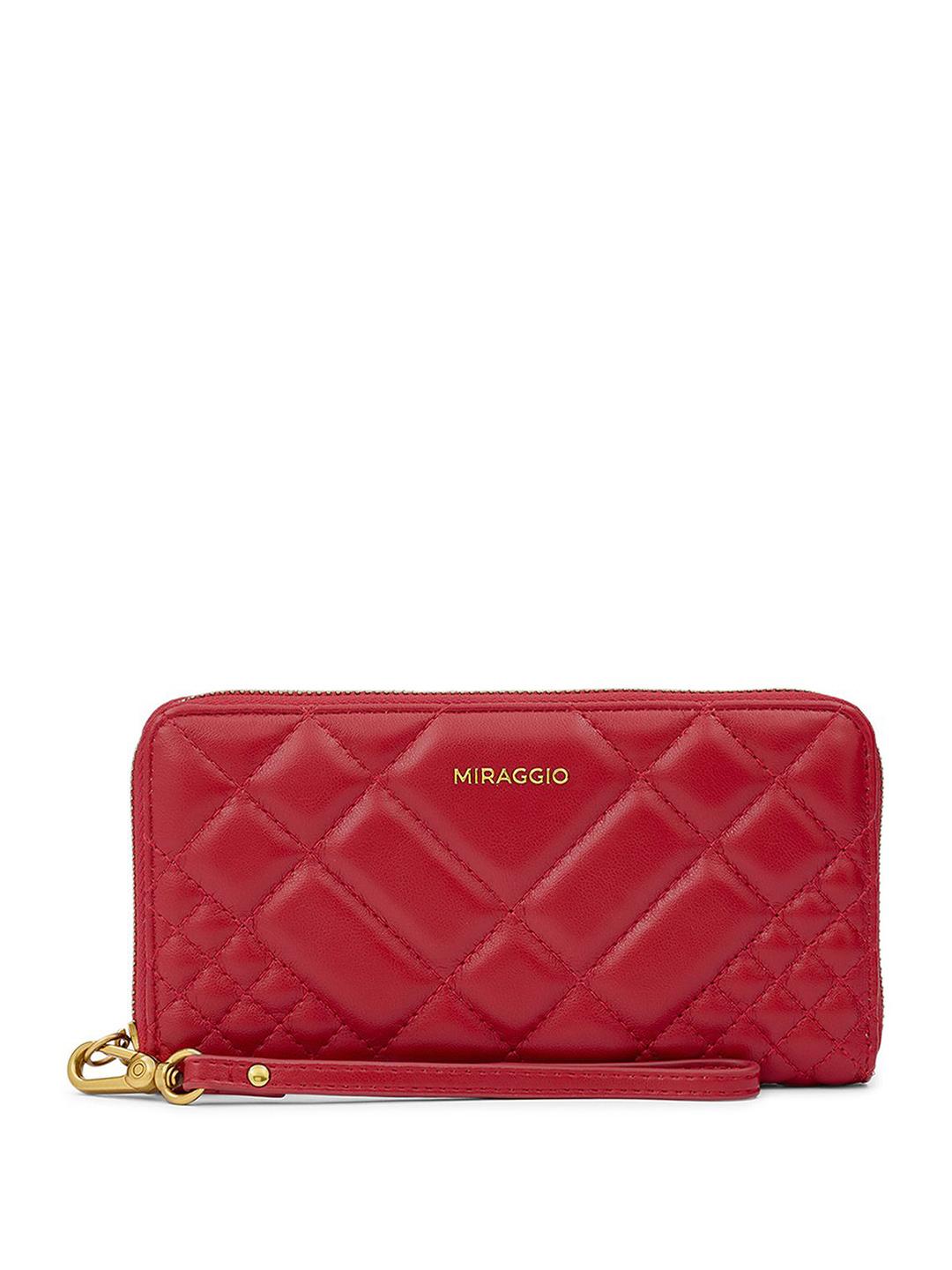 Buy MIRAGGIO Sutton Red Zip Around Wallet With Detachable Wrist Strap ...