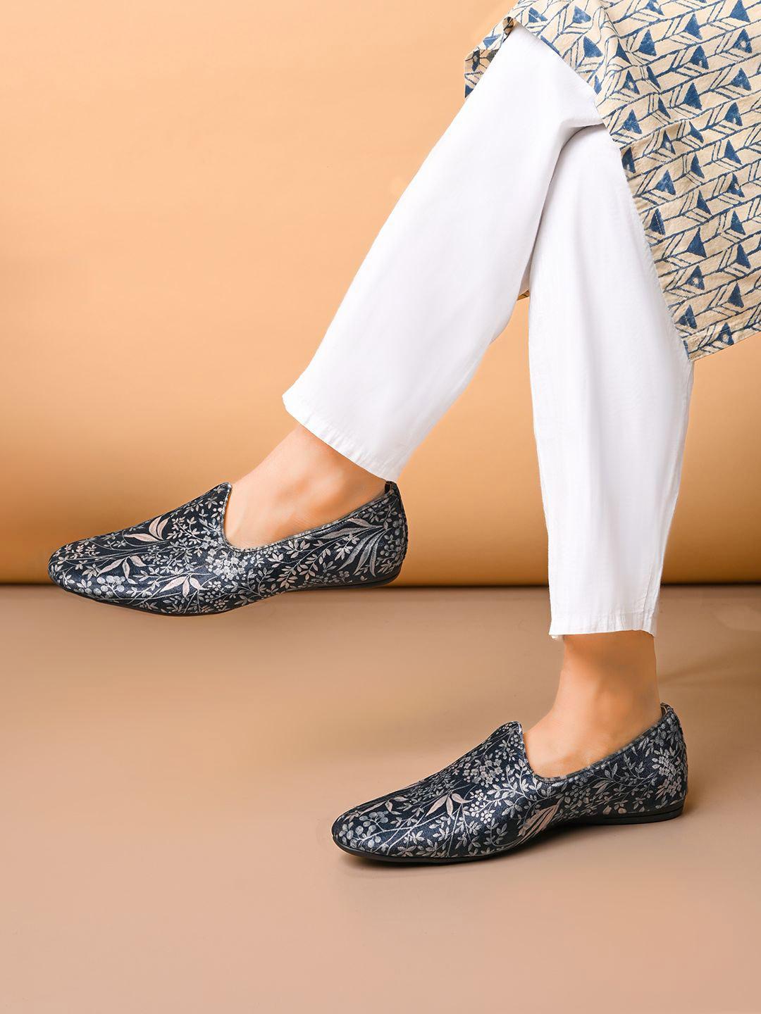 Buy House Of Pataudi Men Printed Slip On Mojaris - Casual Shoes for Men ...