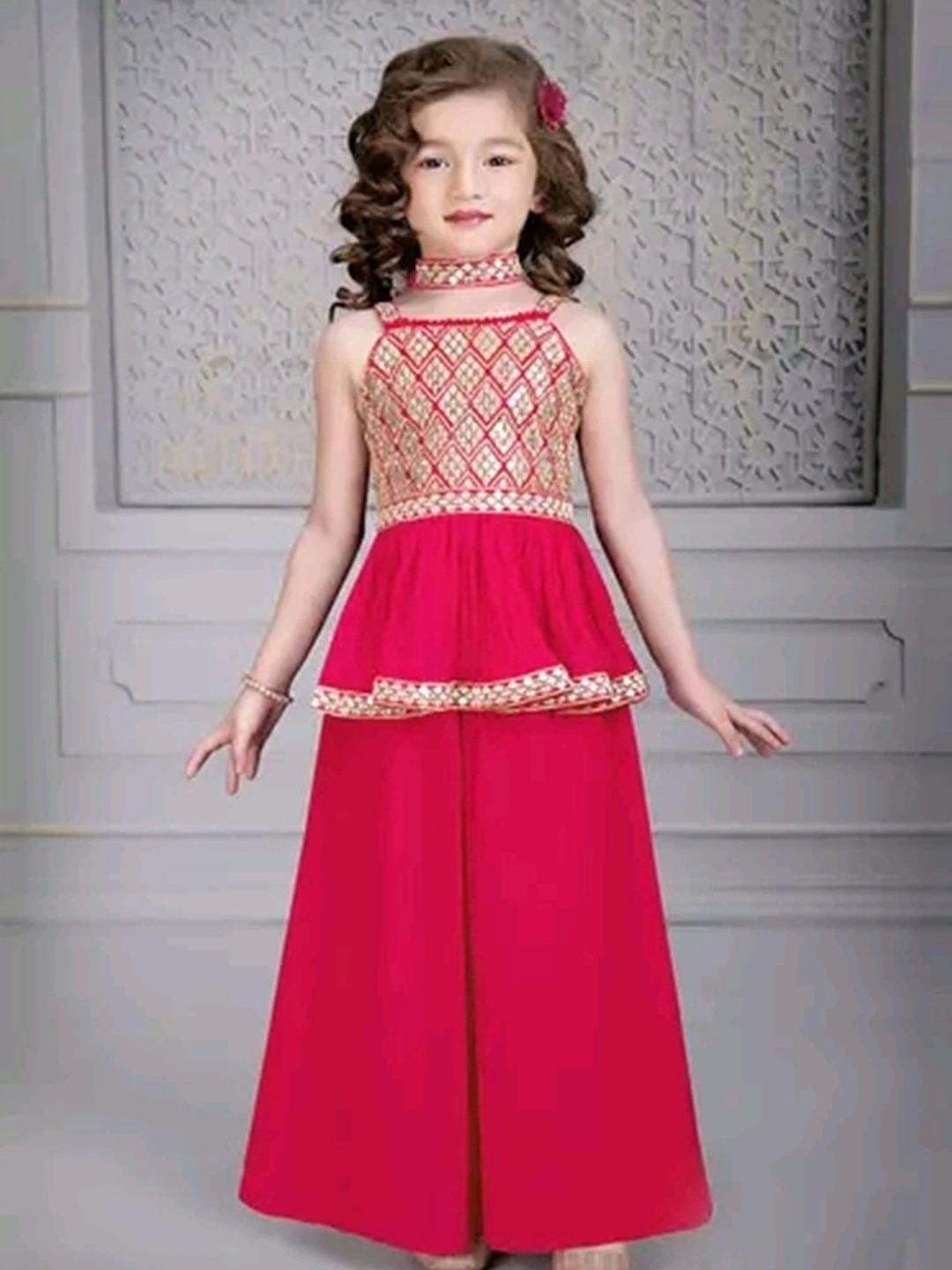 Buy Dhvrafashion Girls Embroidered Shoulder Straps Neck Sleeveless ...