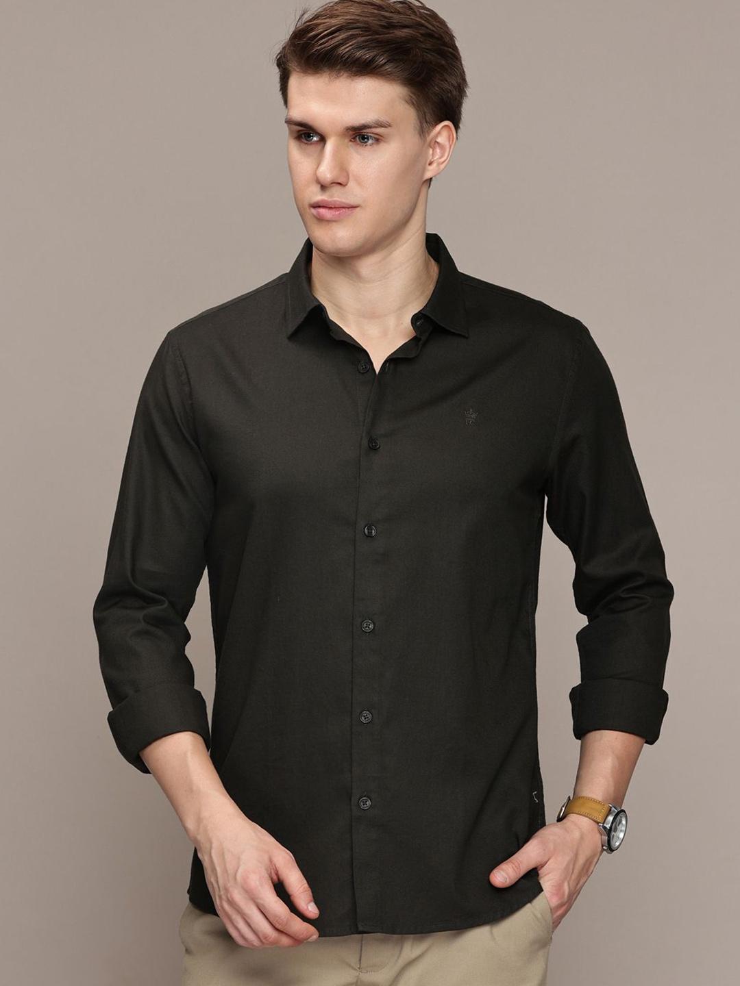 Buy French Connection Men Premium Spread Collar Solid Cotton Casual ...