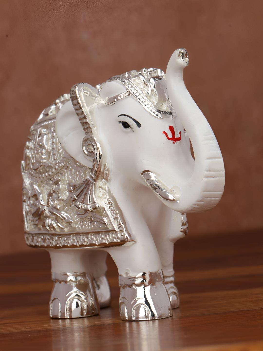Buy Funku Fashion Elephant White Polyresin Natural Living Room Tiny ...