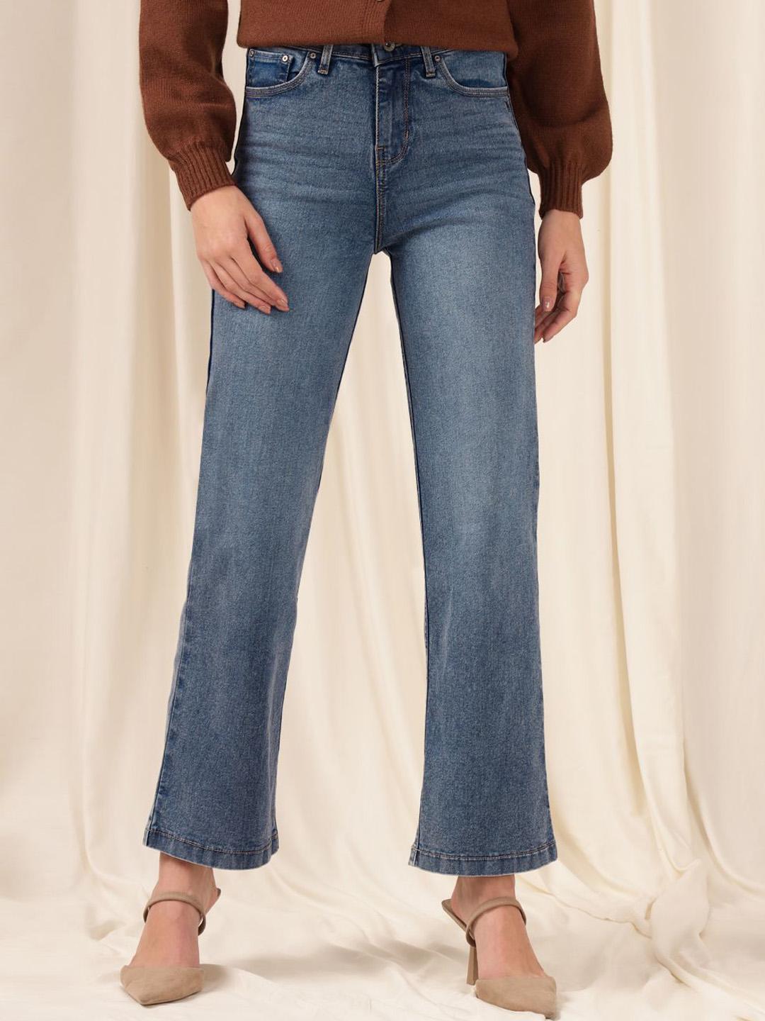 Buy Xpose Women Comfort High Rise Stretchable Wide Leg Jeans - Jeans ...