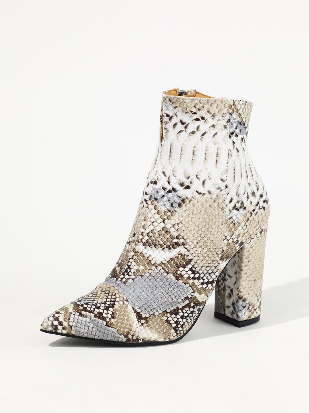 Buy LULU & SKY Women Animal Pattern Pointed Toe Ankle Length Boots ...