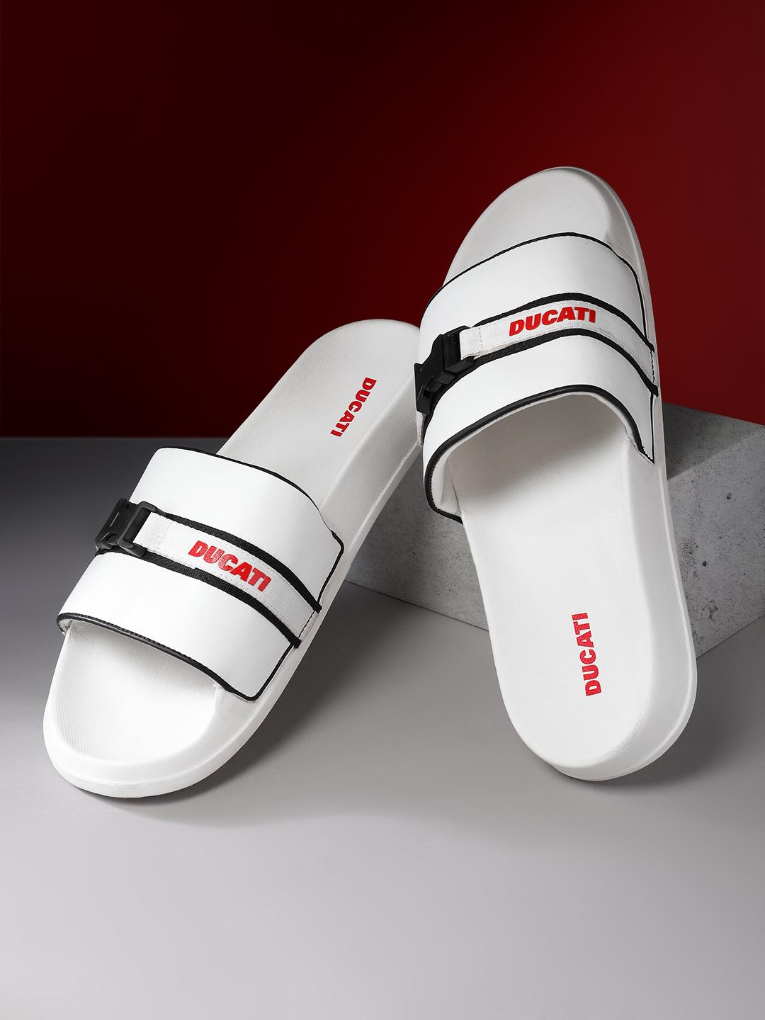 Buy Ducati Men Striped Sliders With Buckle Detail - Flip Flops for Men ...