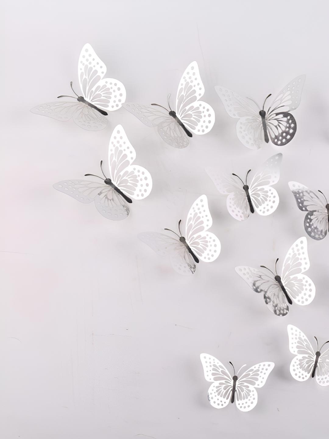 Buy Jaamso Royals Silver Toned 12 Pieces Glossy Self Adhesive Butterfly ...