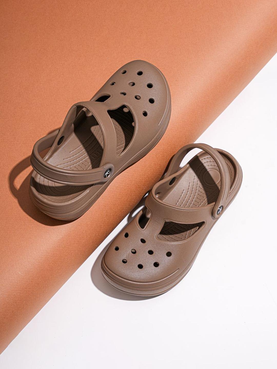 Buy Indifeet Women Brown Waterproof Rubber Clogs - Flip Flops for Women ...