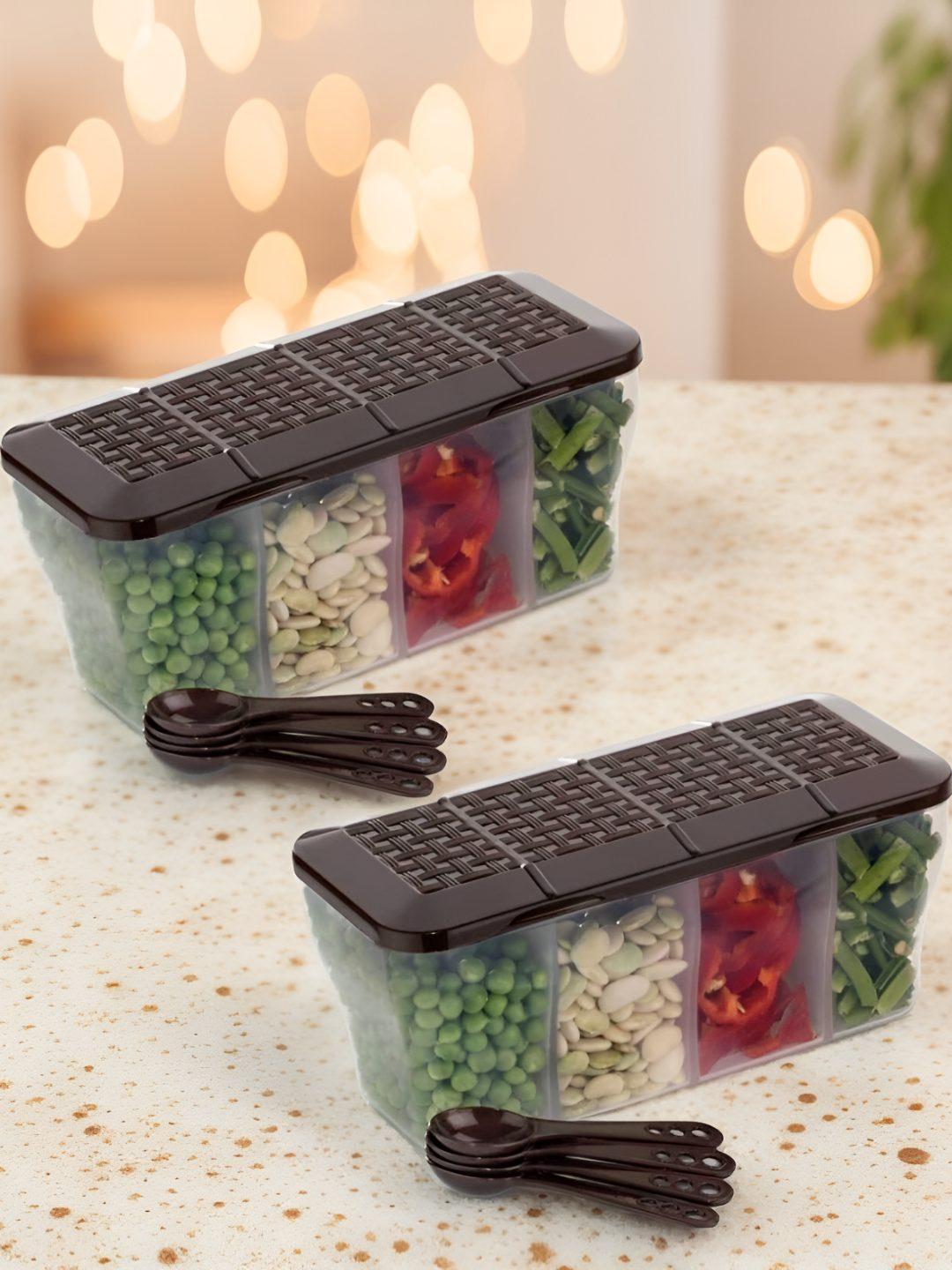 Buy Metrolife 4 In 1 Masala Box Container Set Brown Plastic Easy To ...