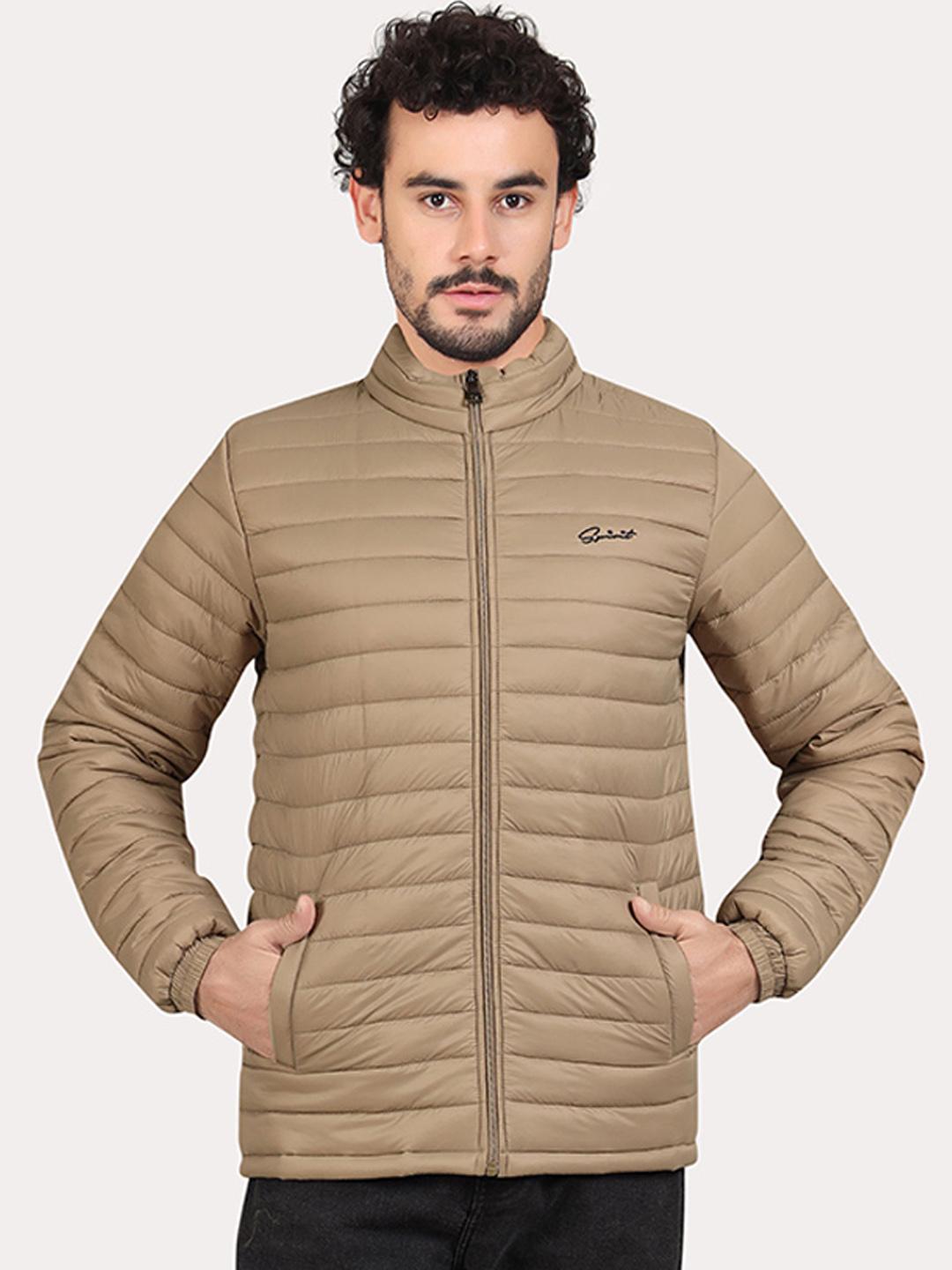 Buy Spirit Men Mock Collar Solid Casual Puffer Lightweight Jacket ...