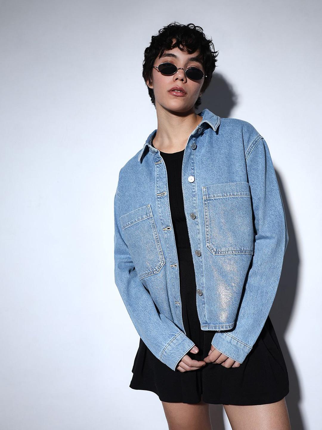 Buy ONLY Relaxed Fit Spread Collar Cotton Casual Shacket - Shackets for ...