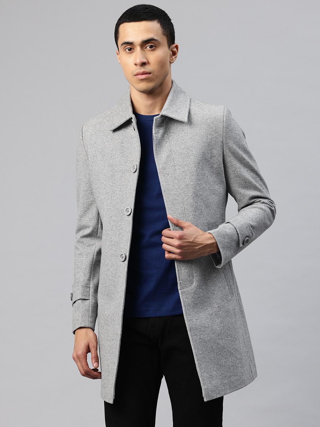 Buy Pierre Carlo Men Self Design Tweed Trench Coat - Coats for Men ...
