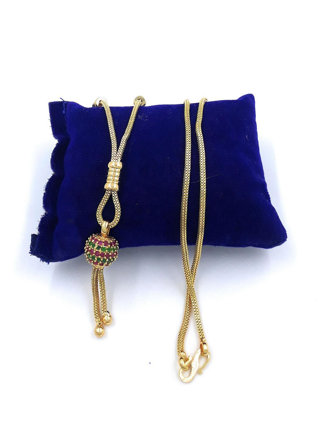 Buy Anujeet Fashion Hub Gold Plated American Diamond Studded Chain ...