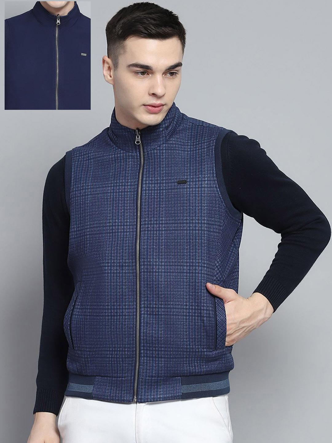 Buy Monte Carlo Men Mock Collar Checked Casual Bomber Lightweight ...