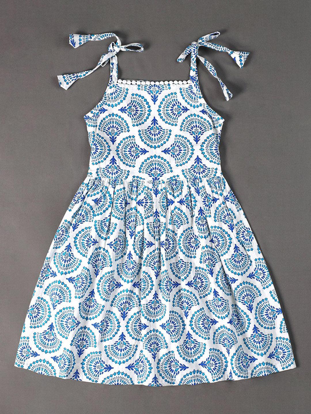 Buy OMPAX Girls Ethnic Motifs Printed Fit And Flare Dress - Dresses for ...