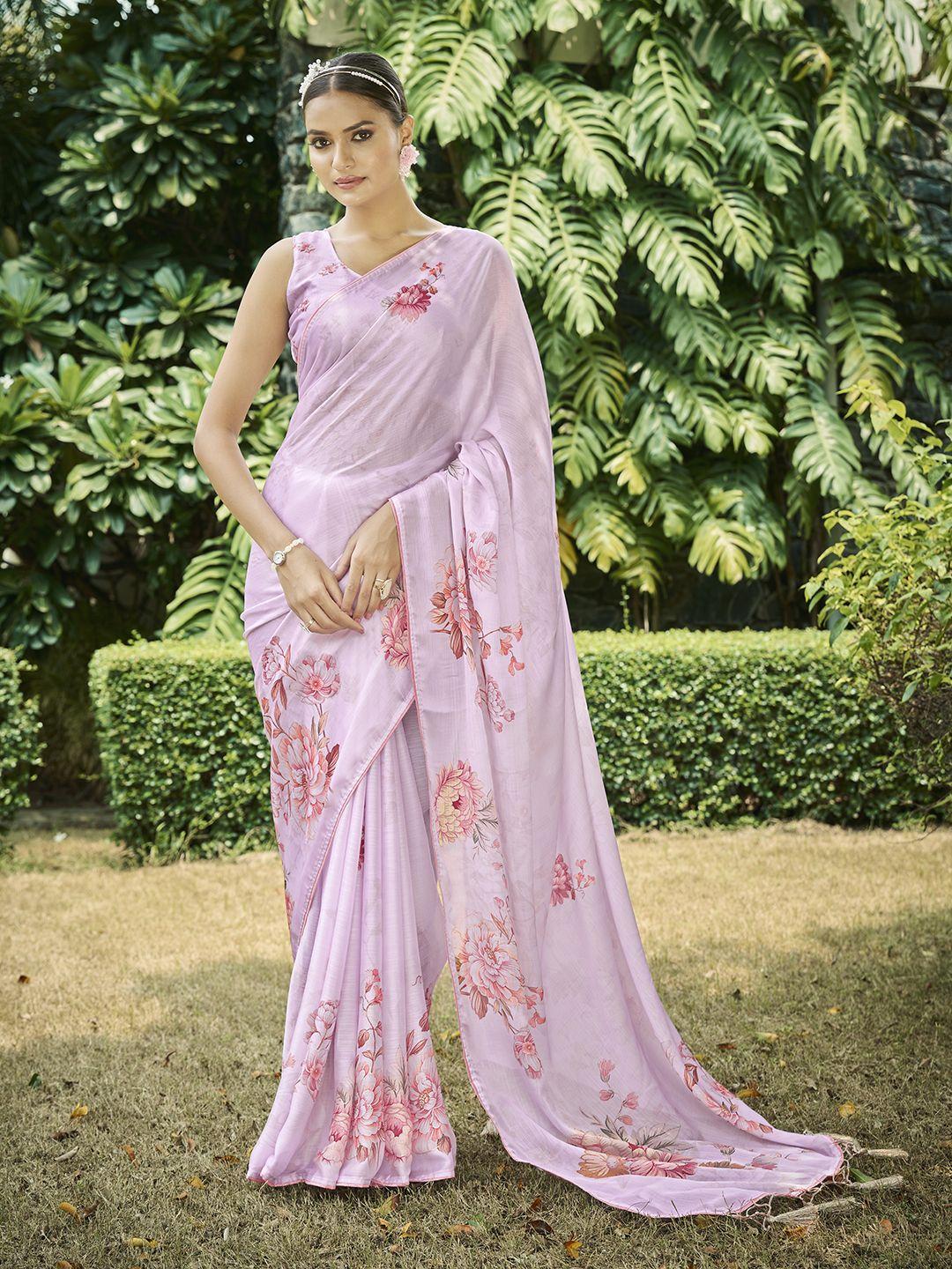 Buy Mitera Floral Printed Satin Saree - Sarees for Women 32014600 | Myntra