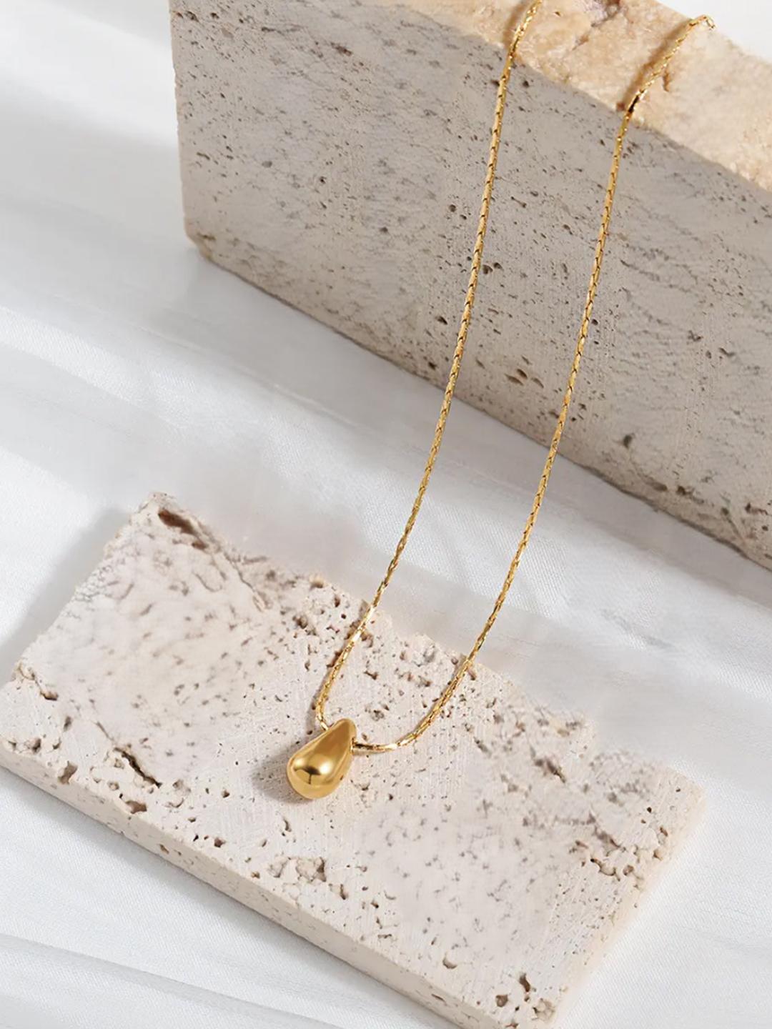 Buy JEWILLEY Gold Plated Stainless Steel Anti Tarnish Tear Drop Chain ...